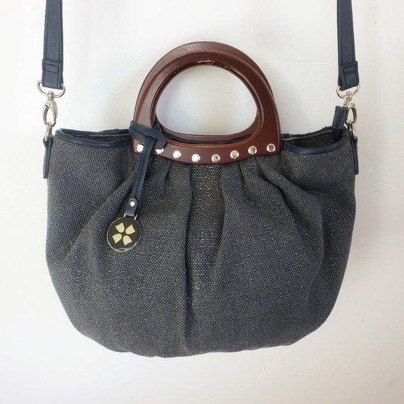 Naturalizer | Bags | Naturalizer Charcoal Gold Thread Wood Handle ...